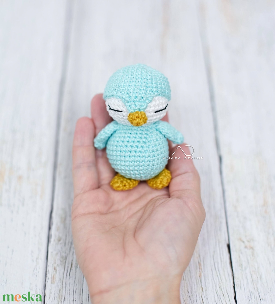 ZsebAmara - horgolt mini pingvin, marokfigura- Meska.hu