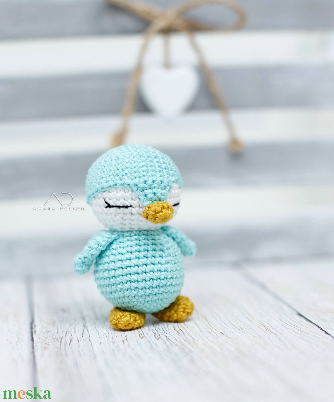 ZsebAmara - horgolt mini pingvin, marokfigura- Meska.hu