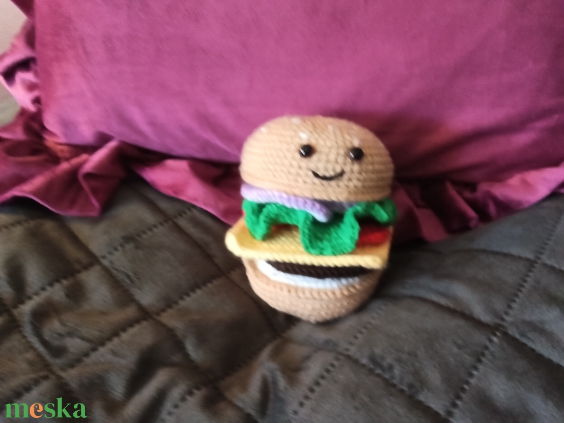 Horgolt hamburger szétszedhető- Meska.hu