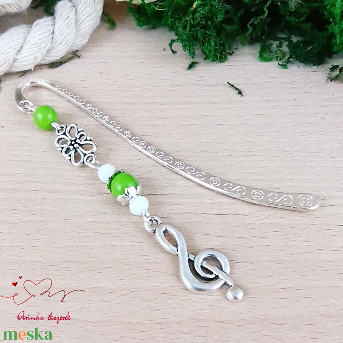 Zöld violinkulcs könyvjelző egyedi ajándék ballagásra évzáróra ...