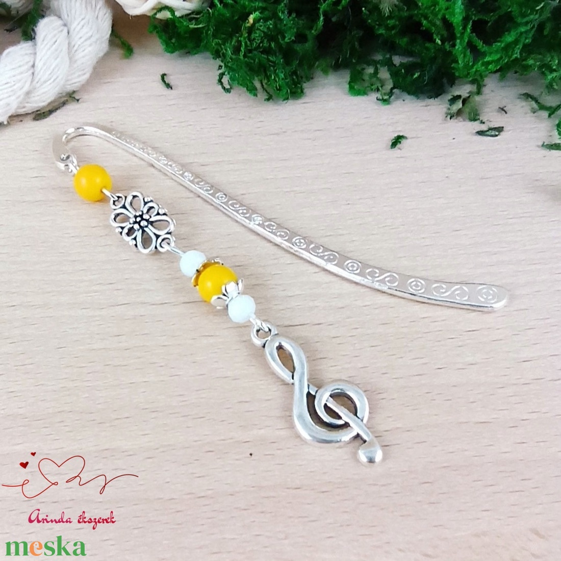 Sárga violinkulcs könyvjelző egyedi ajándék ballagásra évzáróra ...