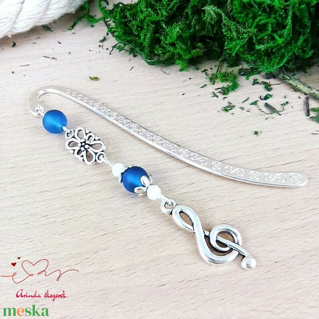 Sötétkék violinkulcs könyvjelző egyedi ajándék ballagásra évzáróra ...