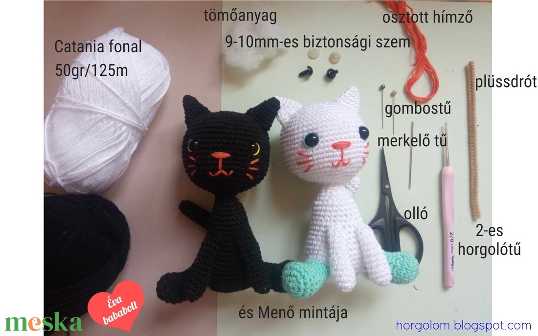 Amigurumi macska PDF minta- Meska.hu