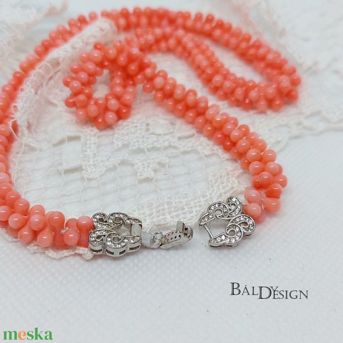 Rózsaszín korall nyaklánc- Meska.hu