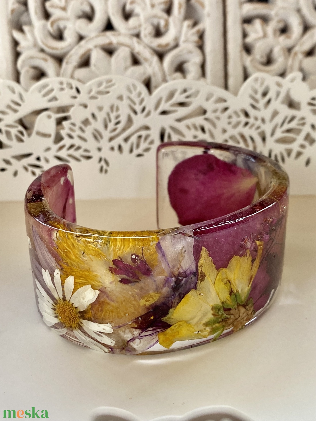 Virágos kert-epoxi gyanta karperec- Meska.hu