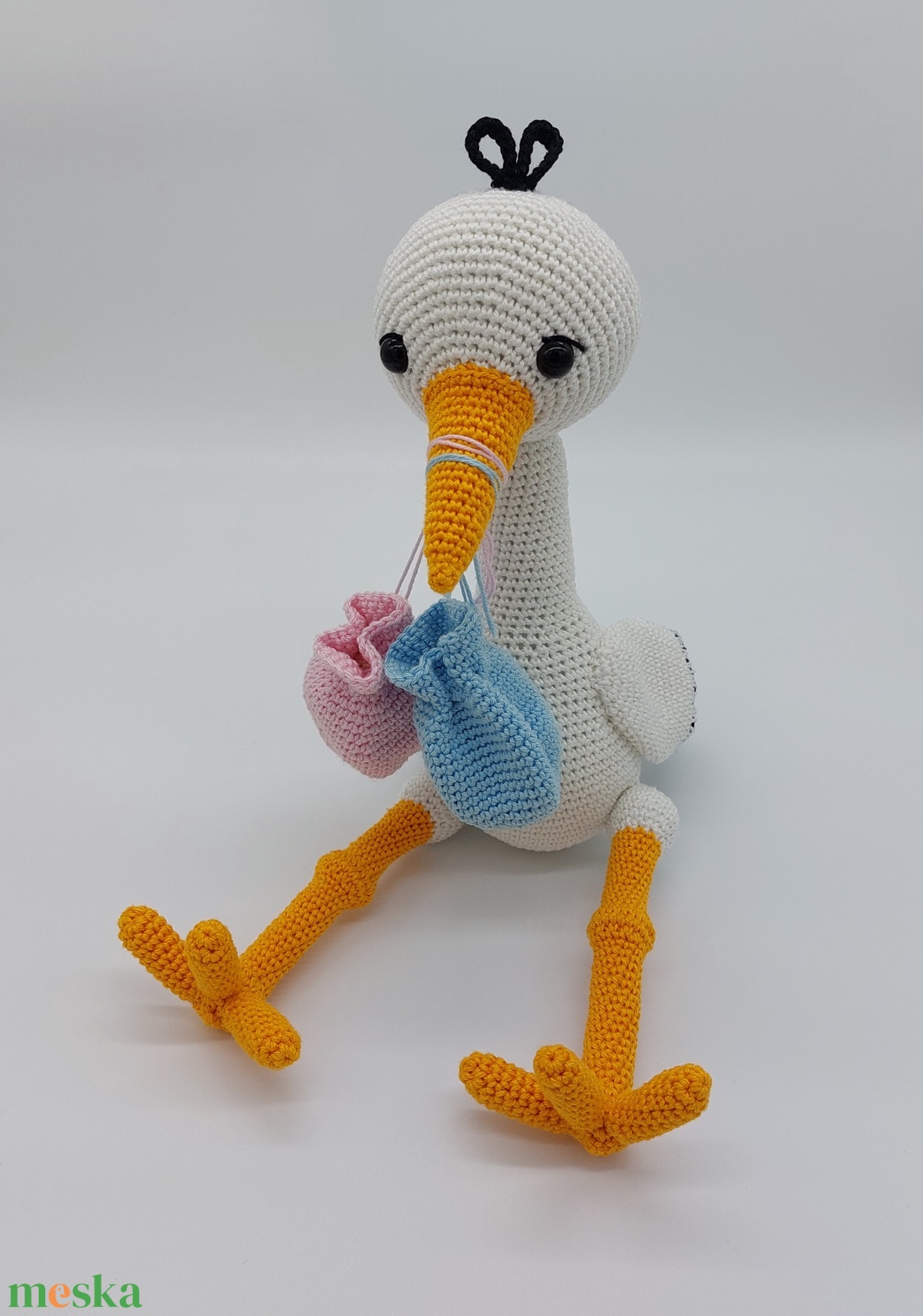 Baba születés, ikrek érkeznek (amigurumi gólya figura két batyuval ...