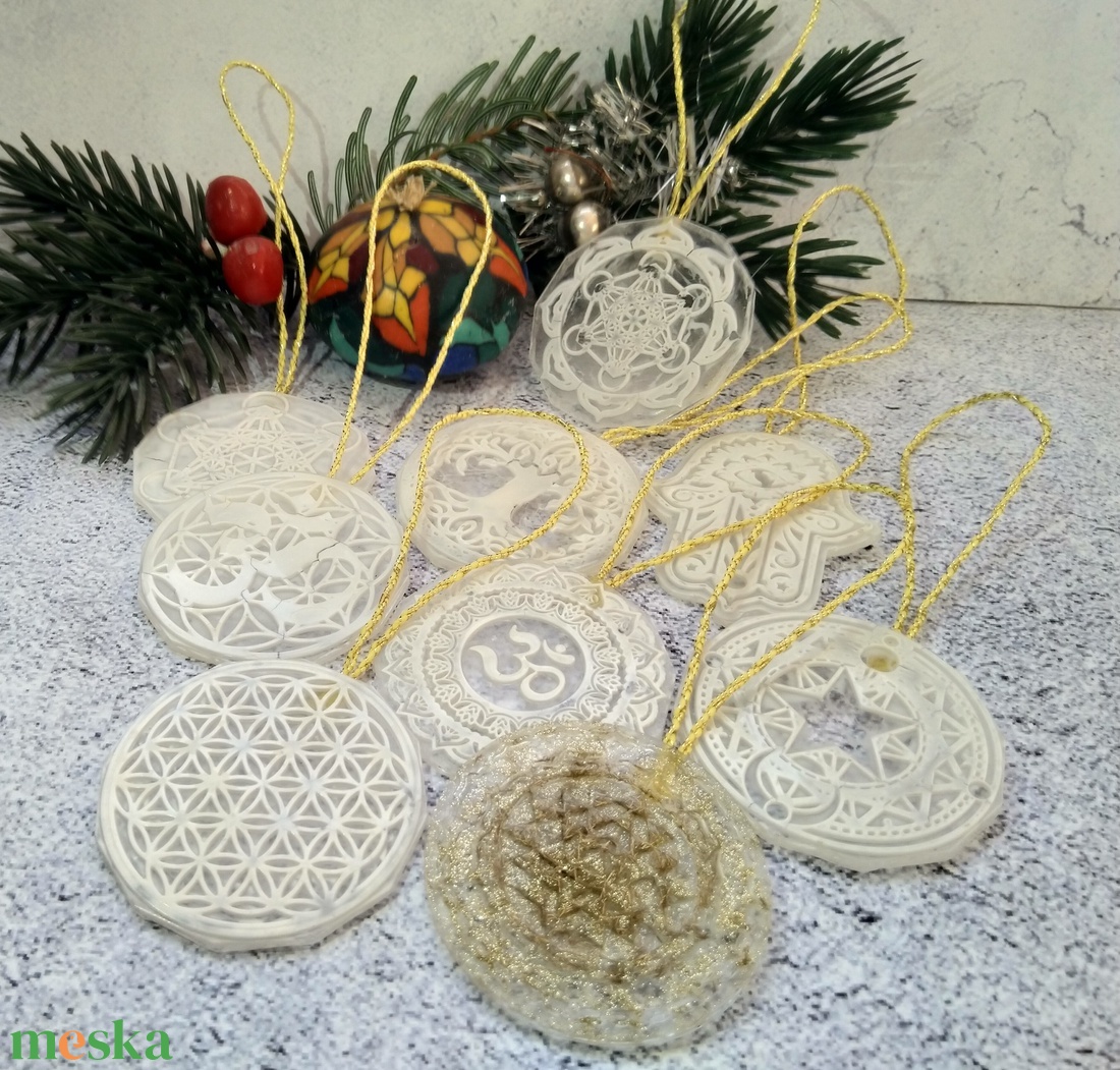 Karácsonyi szett, spirituális szimbólumok, Ohm, Hamza keze, Metatron ...