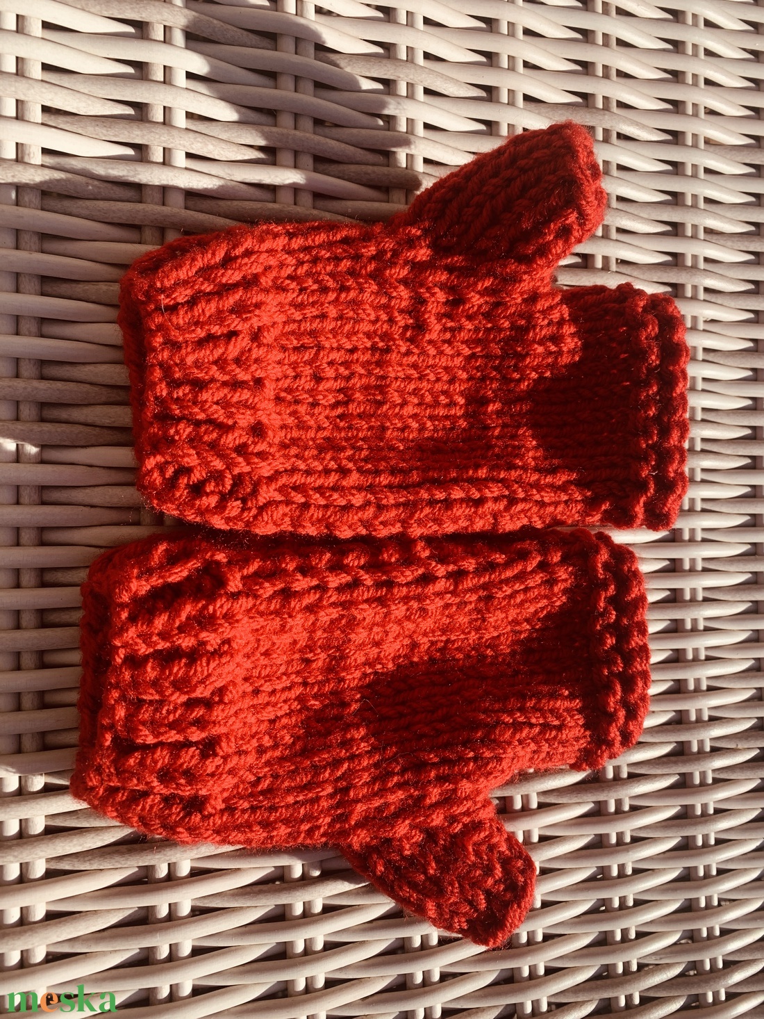 Kesztyű Kézi kötésű piros ujjatlan kesztyű eladó- Meska.hu