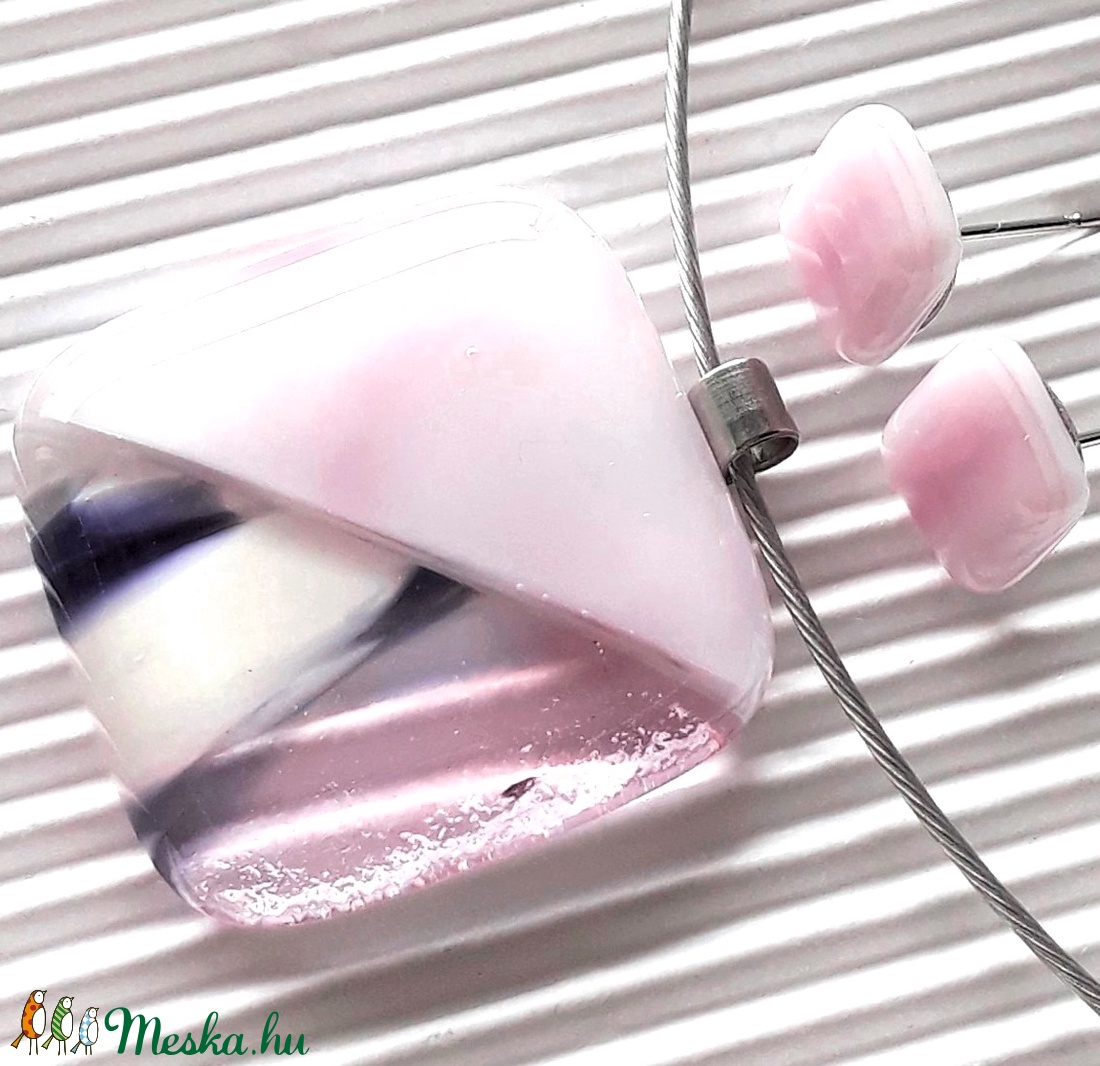 AKCIÓS! - Orchidea üveg medál és fülbevaló, NEMESACÉL/ORVOSI FÉM ...