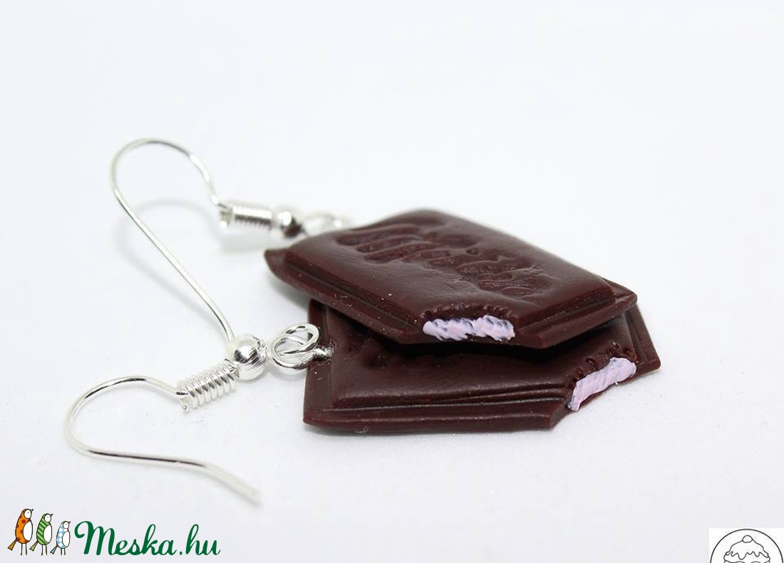 Milka csoki fülbevaló / epres milka csokoládé édesség finom cuki füli ...