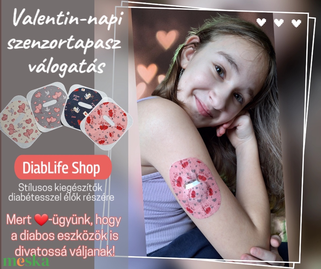 Valentin-napi szenzortapasz válogatás vércukormérő szenzorokhoz (4 db/ csomag)- Meska.hu