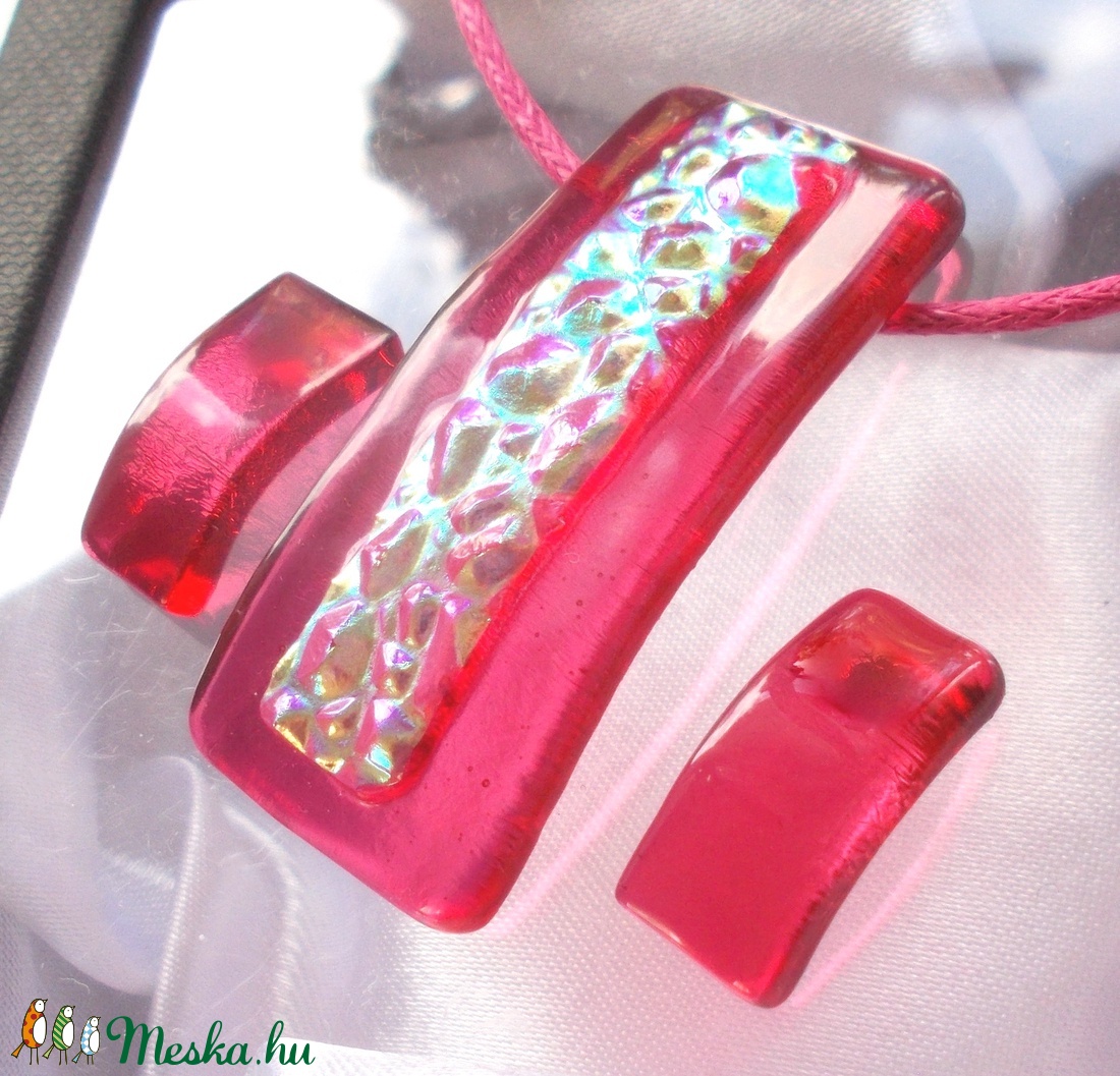 Szivárványos málna dichroic ékszerszett, ajándék névnapra ...