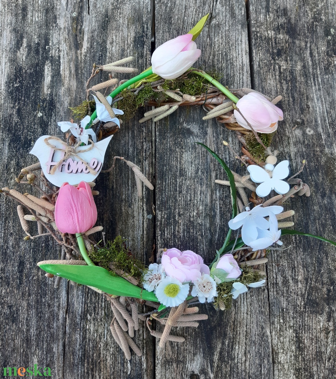 Tavasz hírnöke- Tavaszi koszorú, Ajtódísz, húsvéti fészekkoszorú ...
