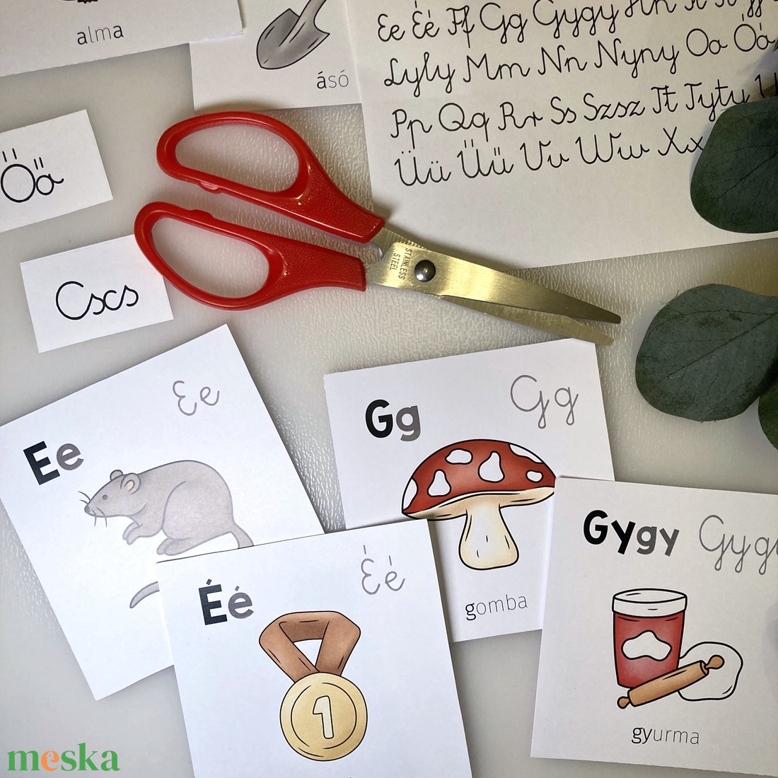 Magyar ABC kártya, 44 darabos kiterjesztett kártya szett (nyomtatható ...