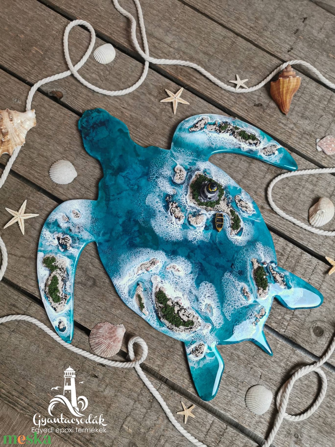 Teknős szigetvilág - Epoxi, epoxy gyanta, műgyanta falikép ...