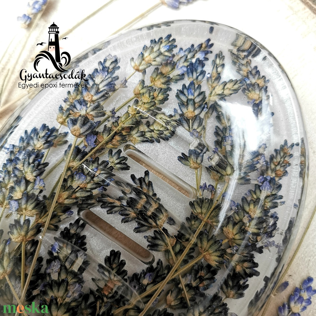 Levendulás szappantartó, Ovális - Epoxi, epoxy gyanta, műgyanta ...