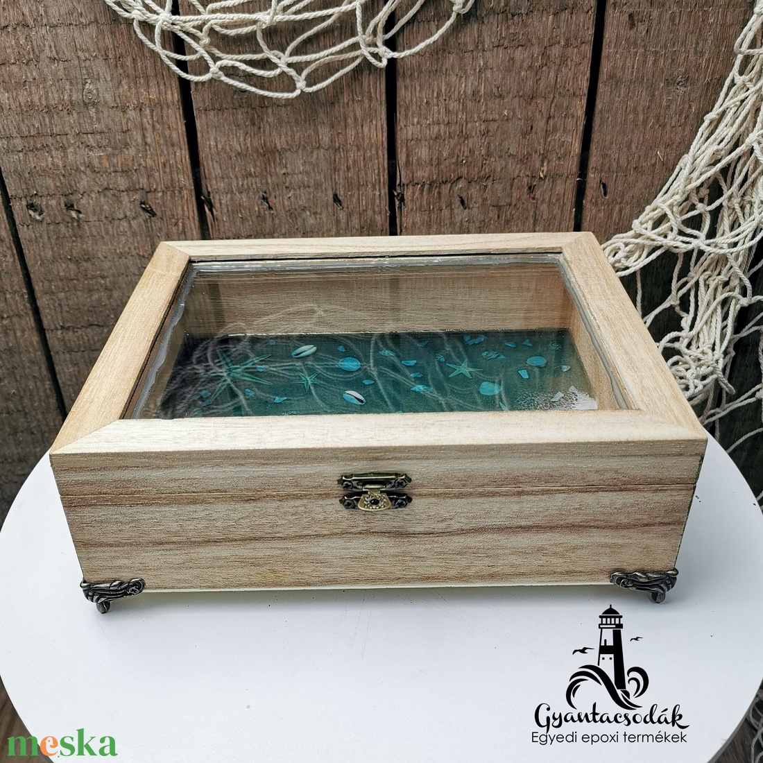 Ablakos Tengeres fadoboz - Epoxi, epoxy gyanta, műgyanta doboz ...