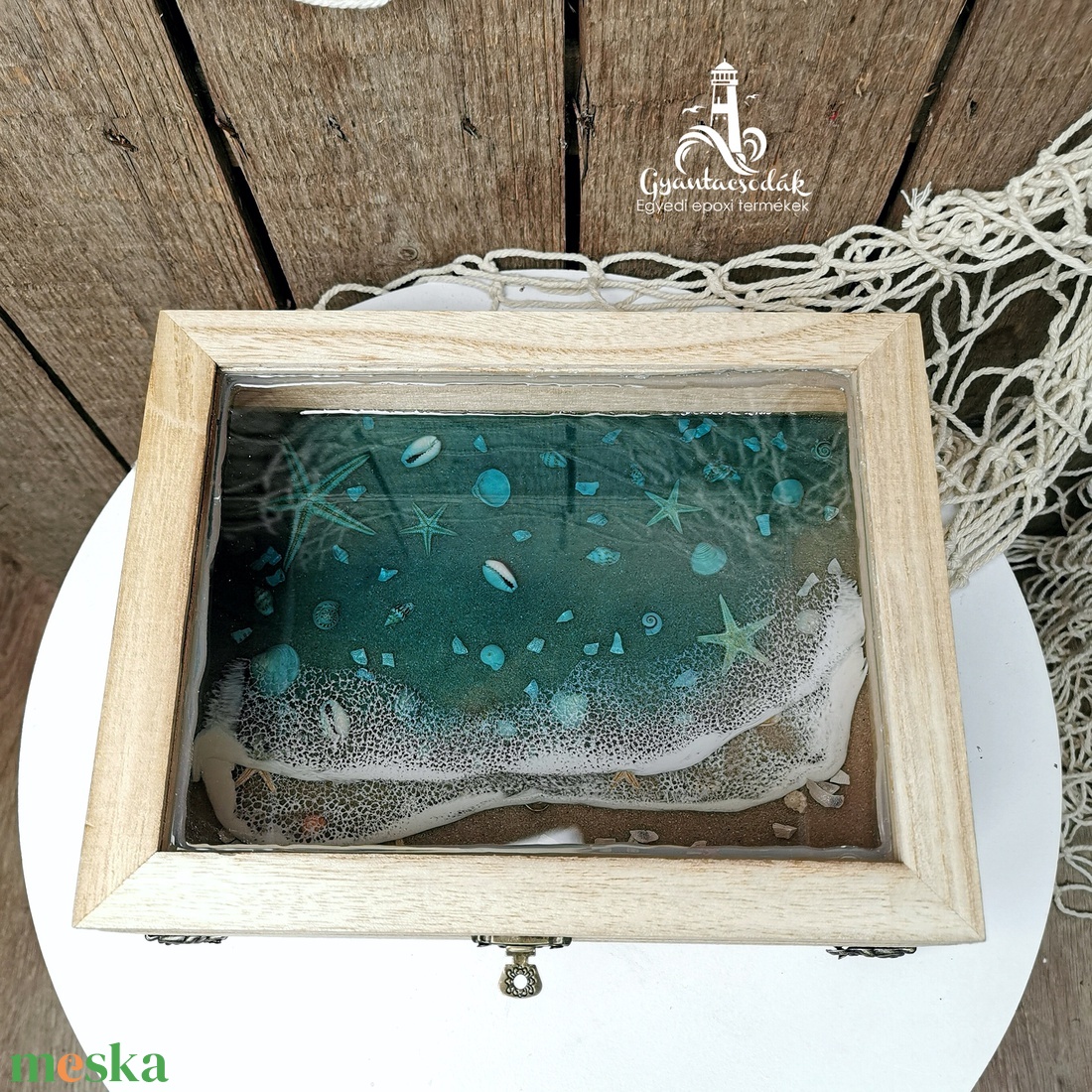 Ablakos Tengeres fadoboz - Epoxi, epoxy gyanta, műgyanta doboz ...