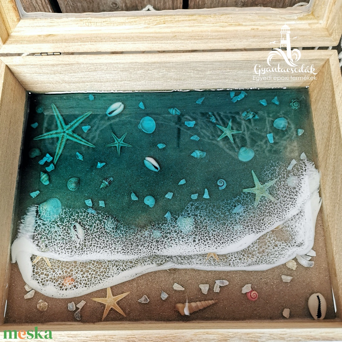 Ablakos Tengeres fadoboz - Epoxi, epoxy gyanta, műgyanta doboz ...