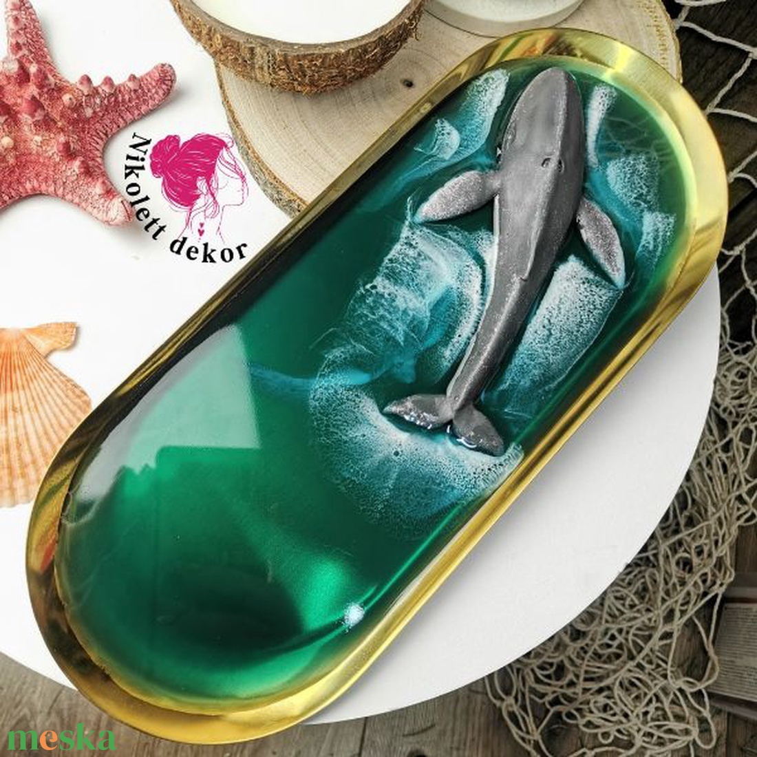 KÉSZLETKISÖPRÉS - TÁLCA - TENGERES, BÁLNÁVAL - EPOXI, EPOXY GYANTA ...