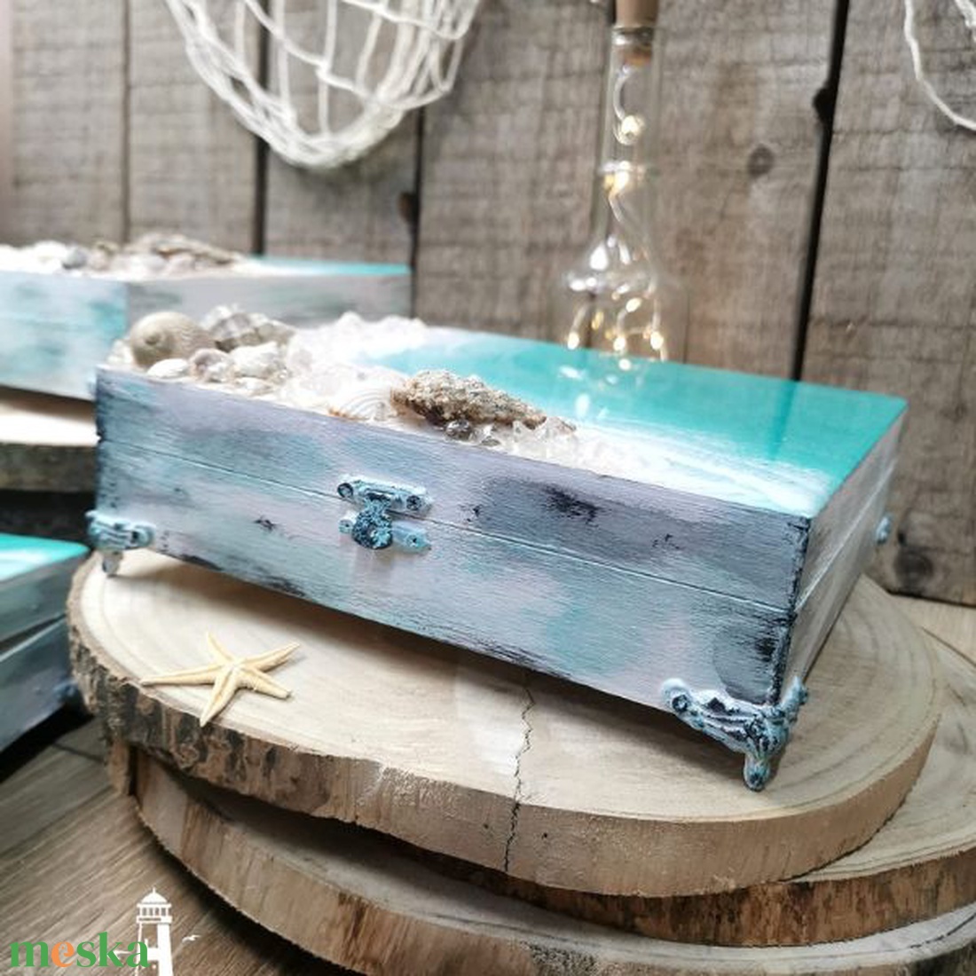 DÍSZDOBOZ - MENTAZÖLD TENGERES, BAL OLDALI - Epoxi, epoxy gyanta ...