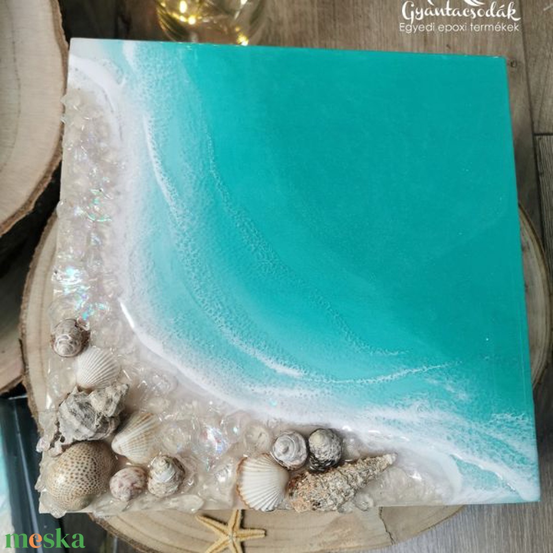 DÍSZDOBOZ - MENTAZÖLD TENGERES, BAL OLDALI - Epoxi, epoxy gyanta ...