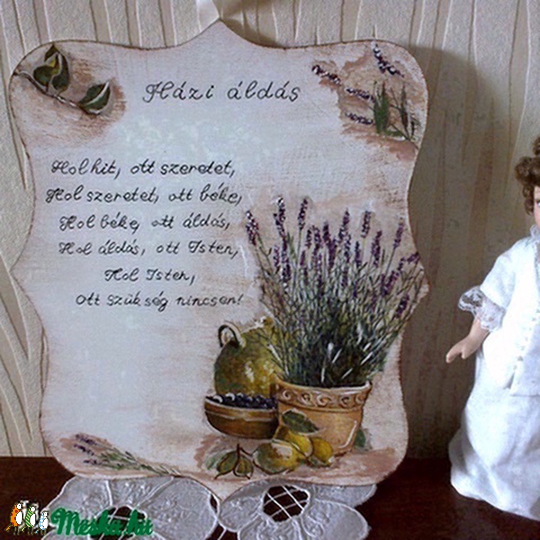 Levendula fa házi áldás tábla - Meska.hu