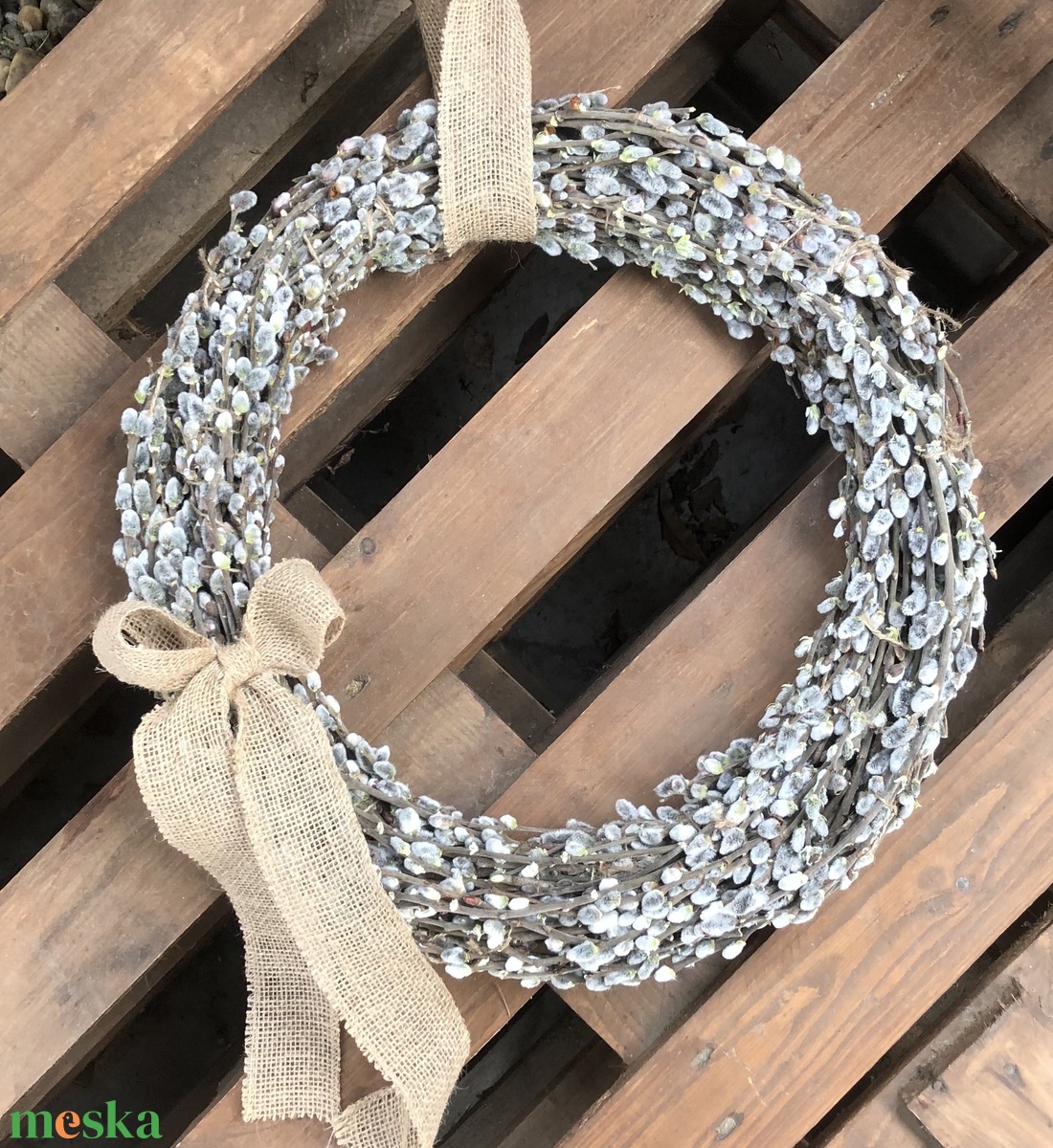 Extra méretű tavaszi barka koszorú- Meska.hu