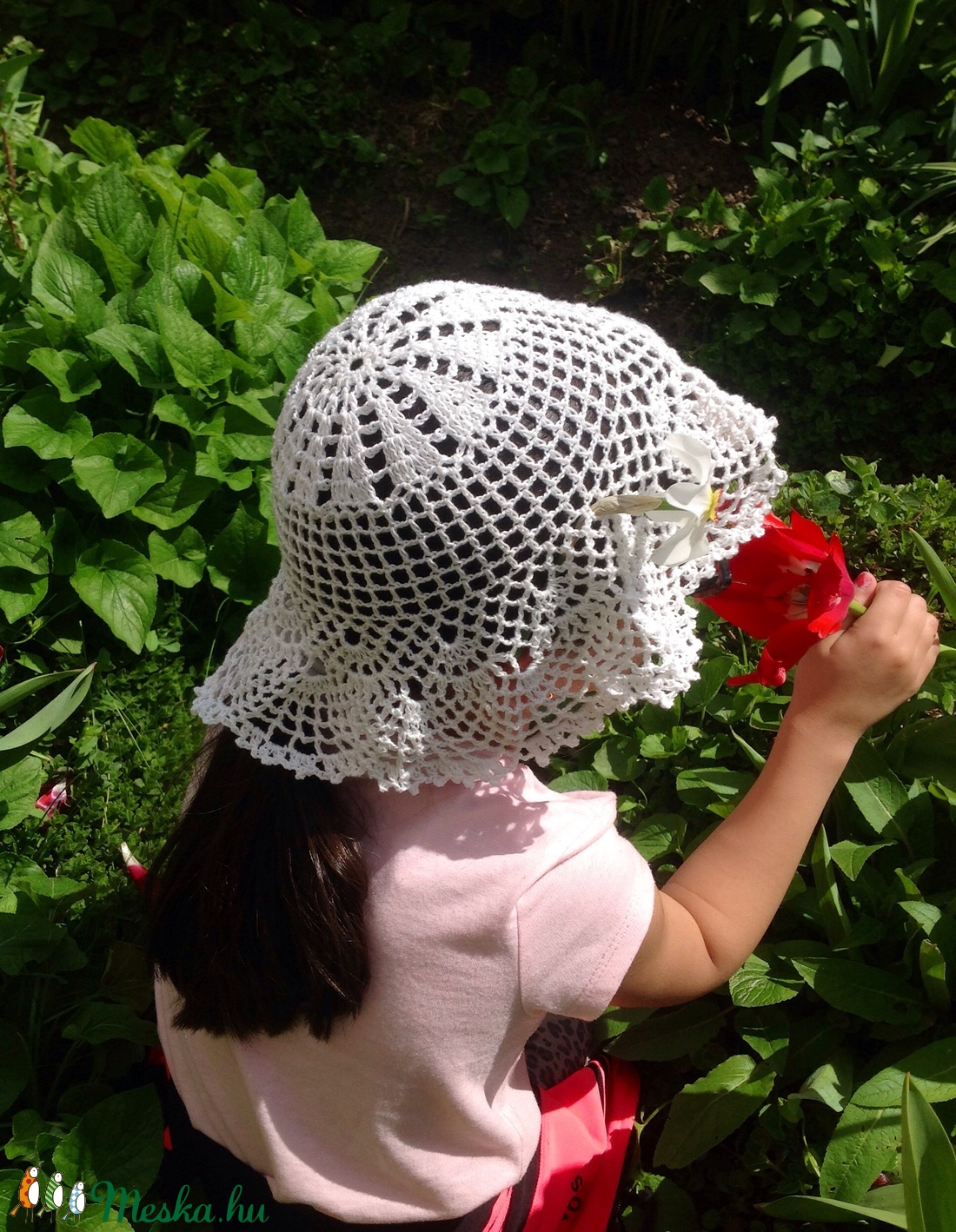 Horgolt csipke kalap (54-es)- Meska.hu