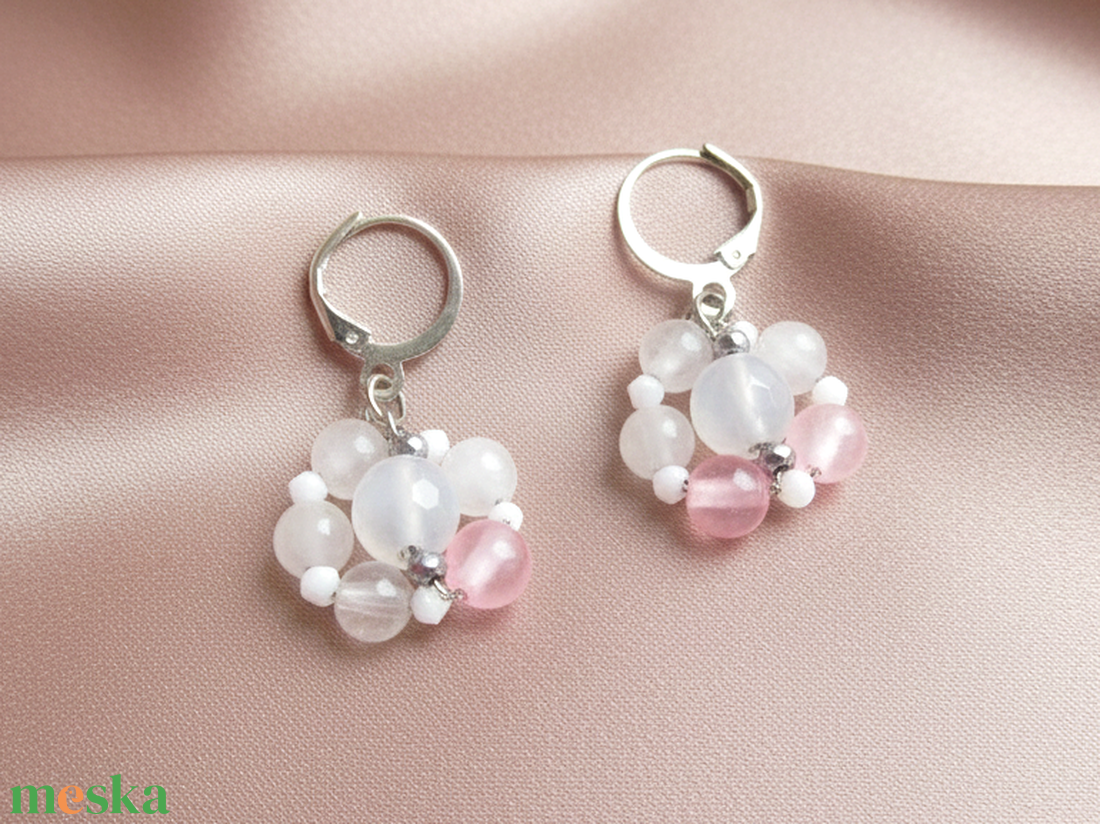 Flora Silver Edition – Achát és Hematit Virágfülbevaló 925-ös Ezüsttel ...