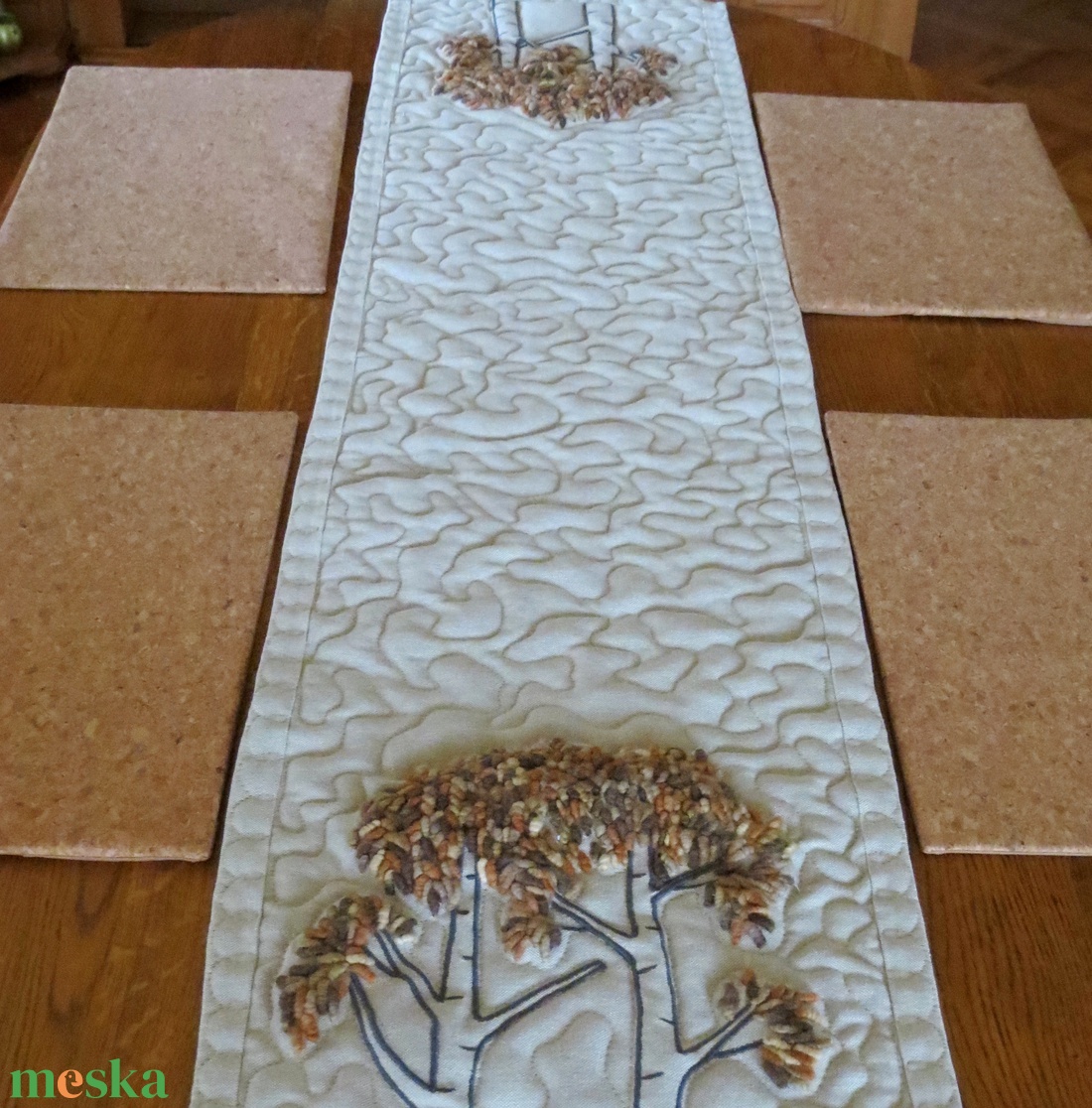 Egyedi asztalközép, őszi fa asztalterítő ebédlőasztala, nappali ...