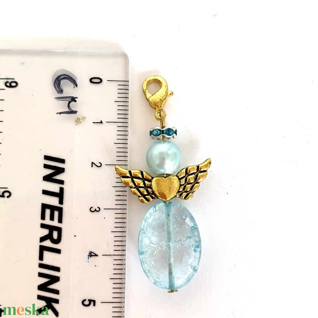 Akvamarin angyalka, őrangyal, angyal charm, angyal dísz, angyalos ...