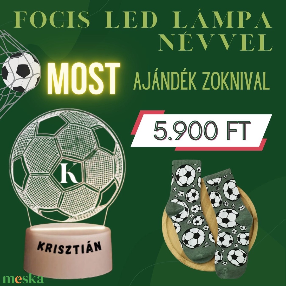 3D, LED focilabda hangulatlámpa AJÁNDÉK FOCIS ZOKNIVAL- Meska.hu