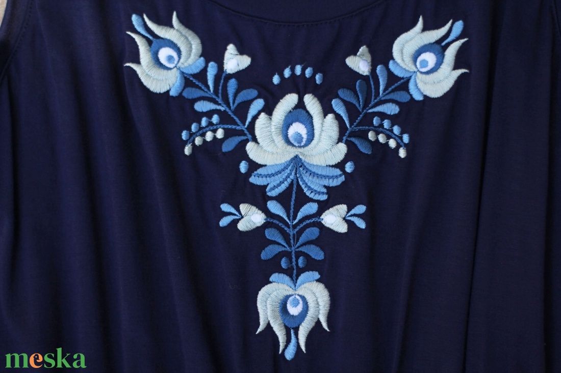 Kékkel Hímzett Matyó Nyári Ruha- Kék- Meska.hu