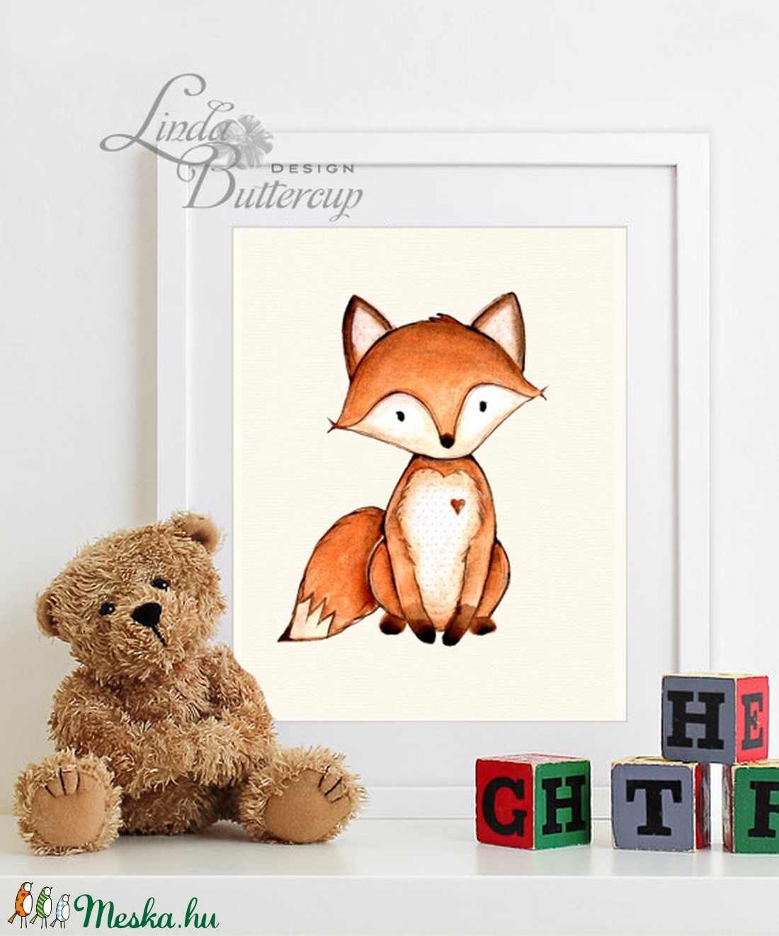 Babaszoba Dekoráció, Róka festmény, Gyerekszoba kép, falikép, erdei ...