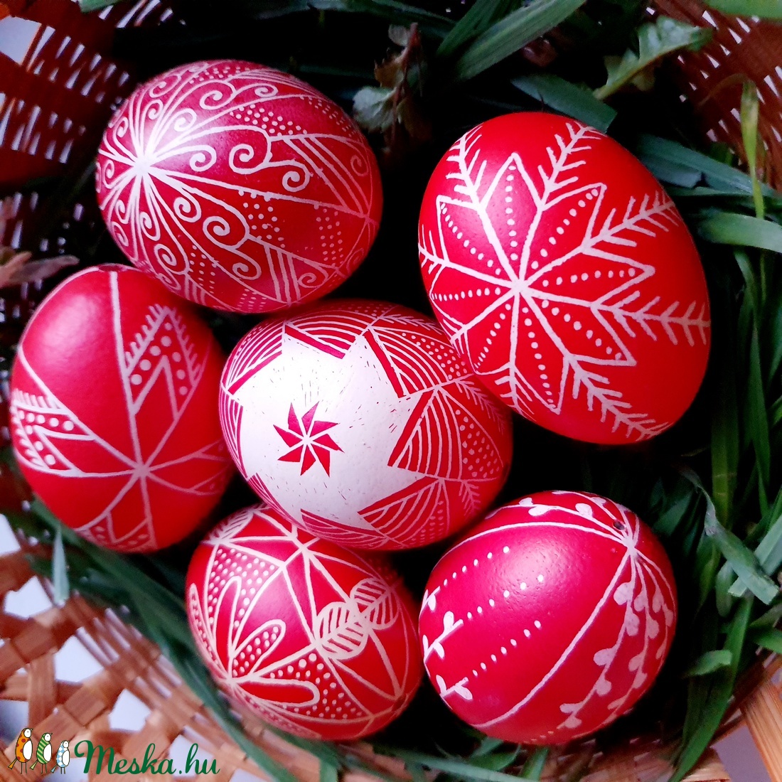 Eredeti hímes tojás, Hagyományos mintás, kézzel díszített, írott ...