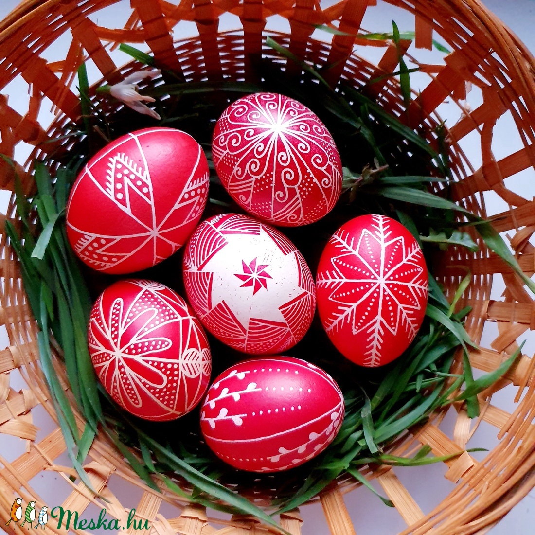 Eredeti hímes tojás, Hagyományos mintás, kézzel díszített, írott ...