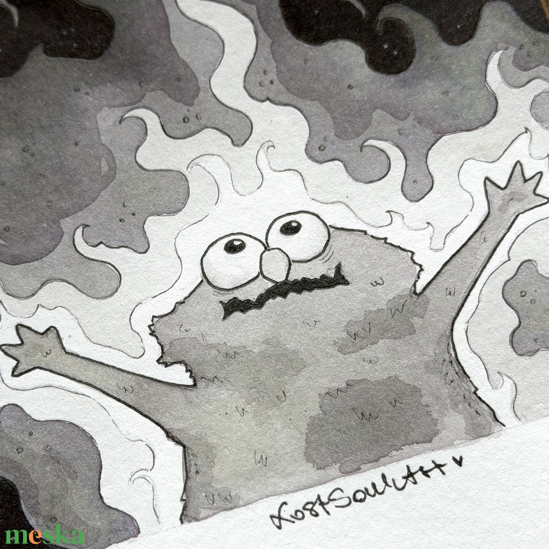 Eredeti, kézzel készült illusztráció - 2025 inktober - Elmo on fire ...