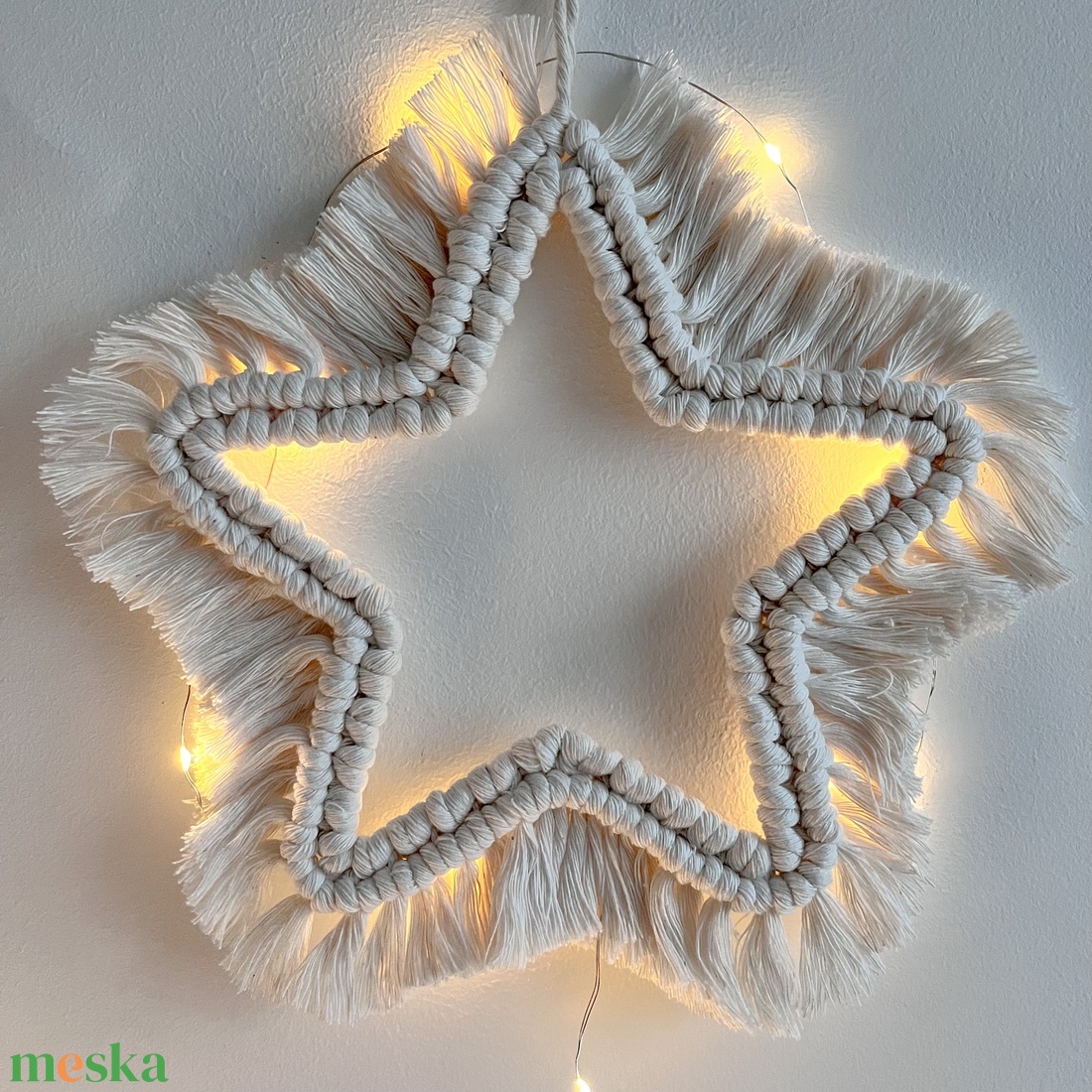 Nagy makramé csillag dekoráció Karácsonyra - Felakasztható ünnepi dísz ...