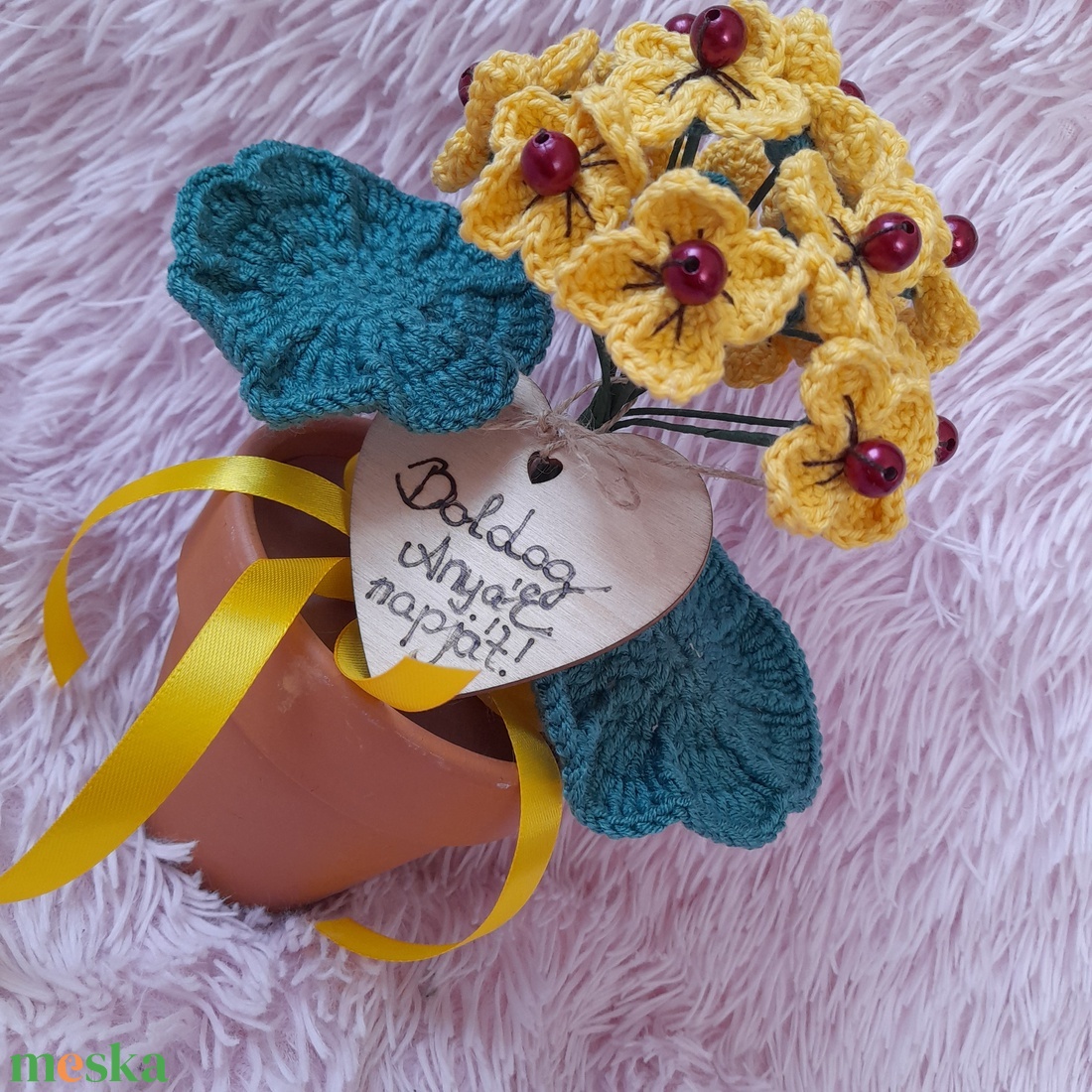 Horgolt Virág (Pelargonium )- Meska.hu