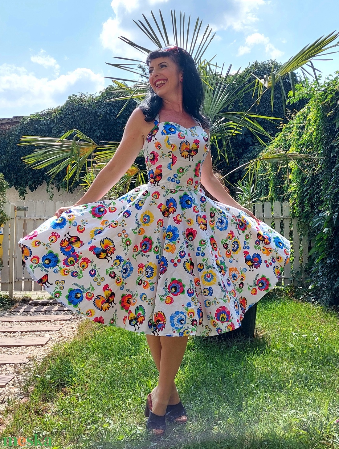 Rockabilly, pinup ruha rózsa, kakas, népi mintás, matyó, kalocsai ...