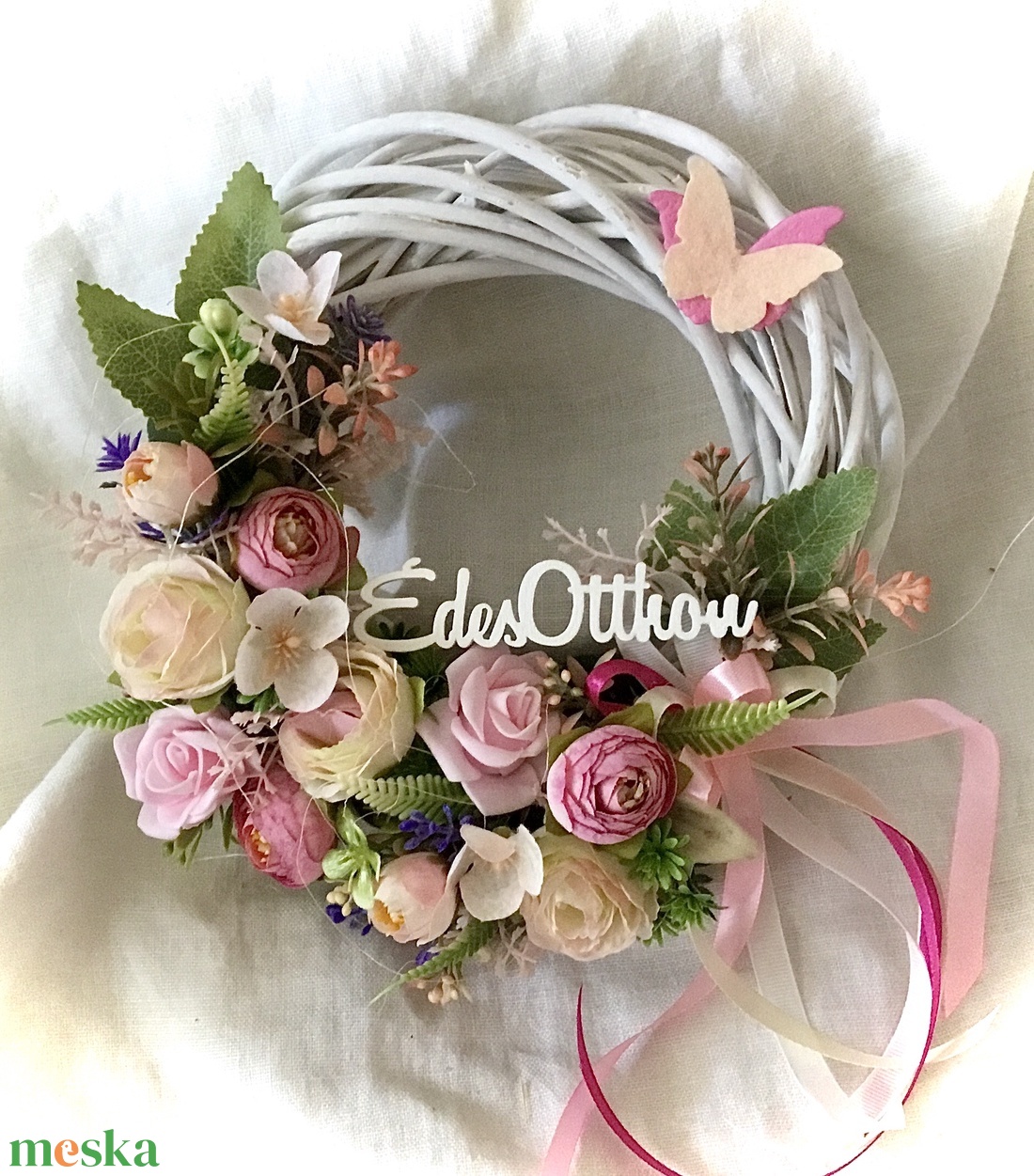 “VIRÁGOS OTTHON”-Tavaszi/Nyári Ajtódísz-Koszorú-Kopogtató-Virágkoszorú ...