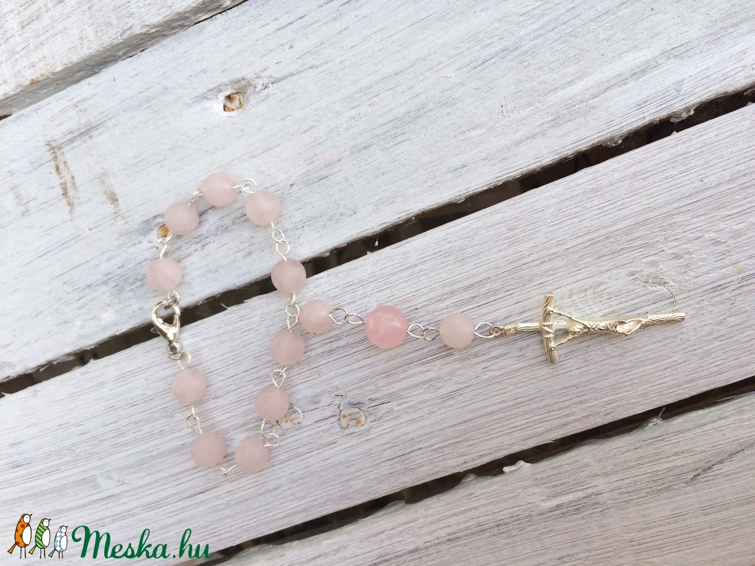 Rózsakvarc tizedelő rózsafüzér- Meska.hu