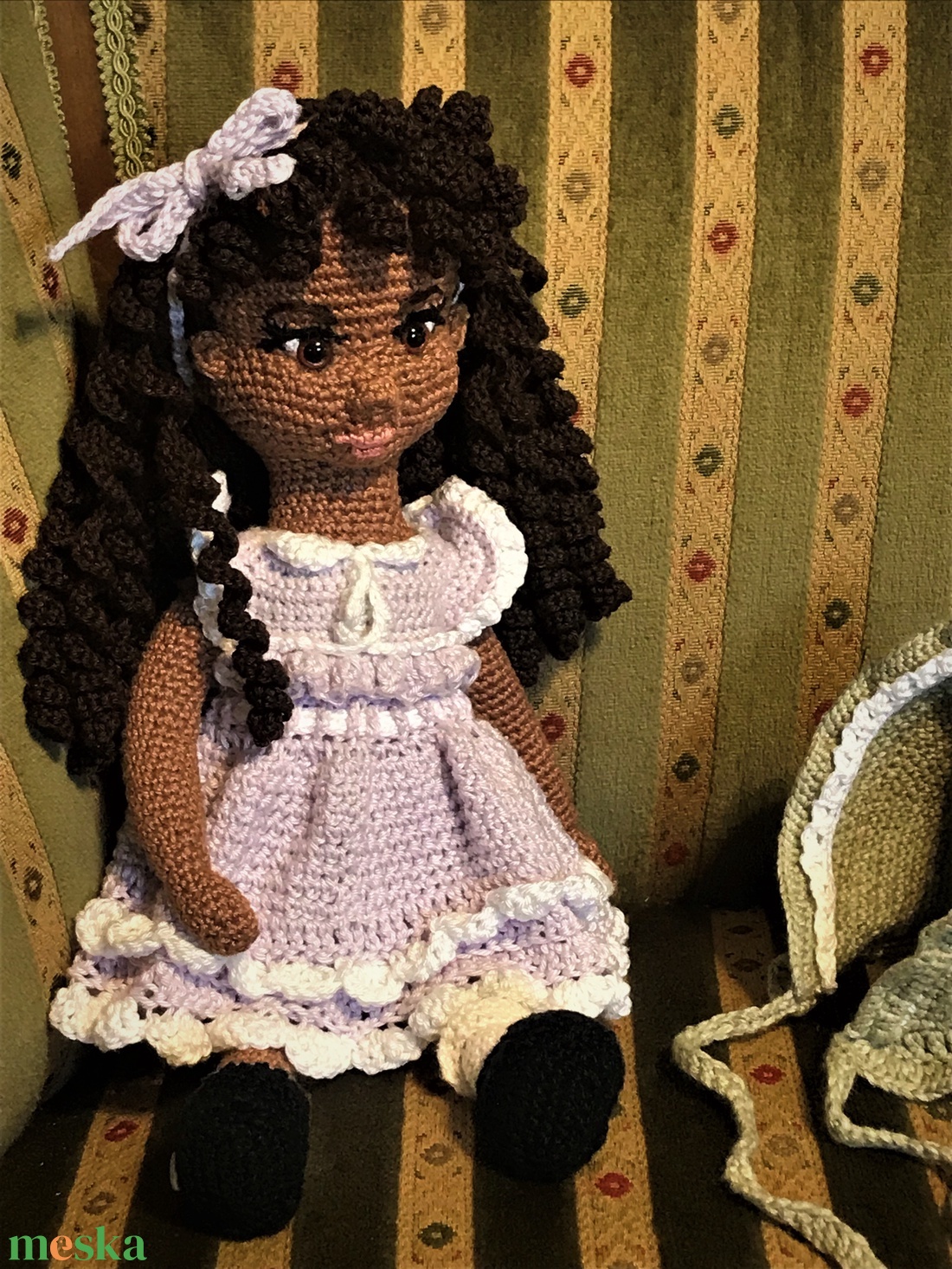 Nelli, öltöztetős nagy néger baba (40 cm)- Amigurumi horgolt baba ...