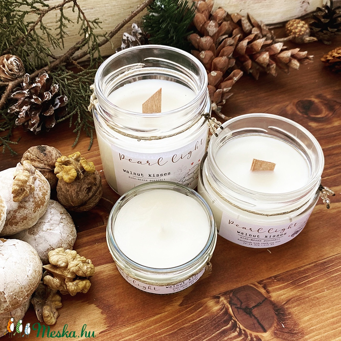 Walnut Kisses szójagyertya DESIGNER- Meska.hu