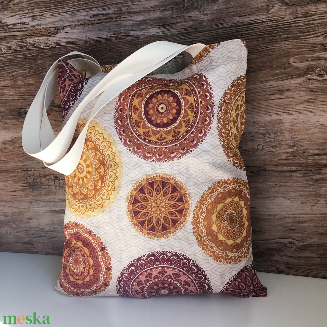 Terrakotta mandala mintás vászon szatyor bevásárló táska shopper- Meska.hu