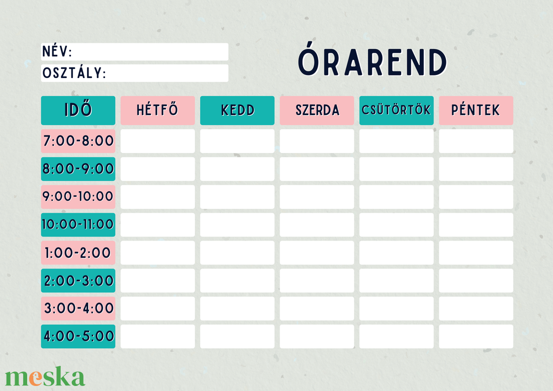 Órarend napi tervező Nyomtatható képek digitális formátumban e-mailben ...