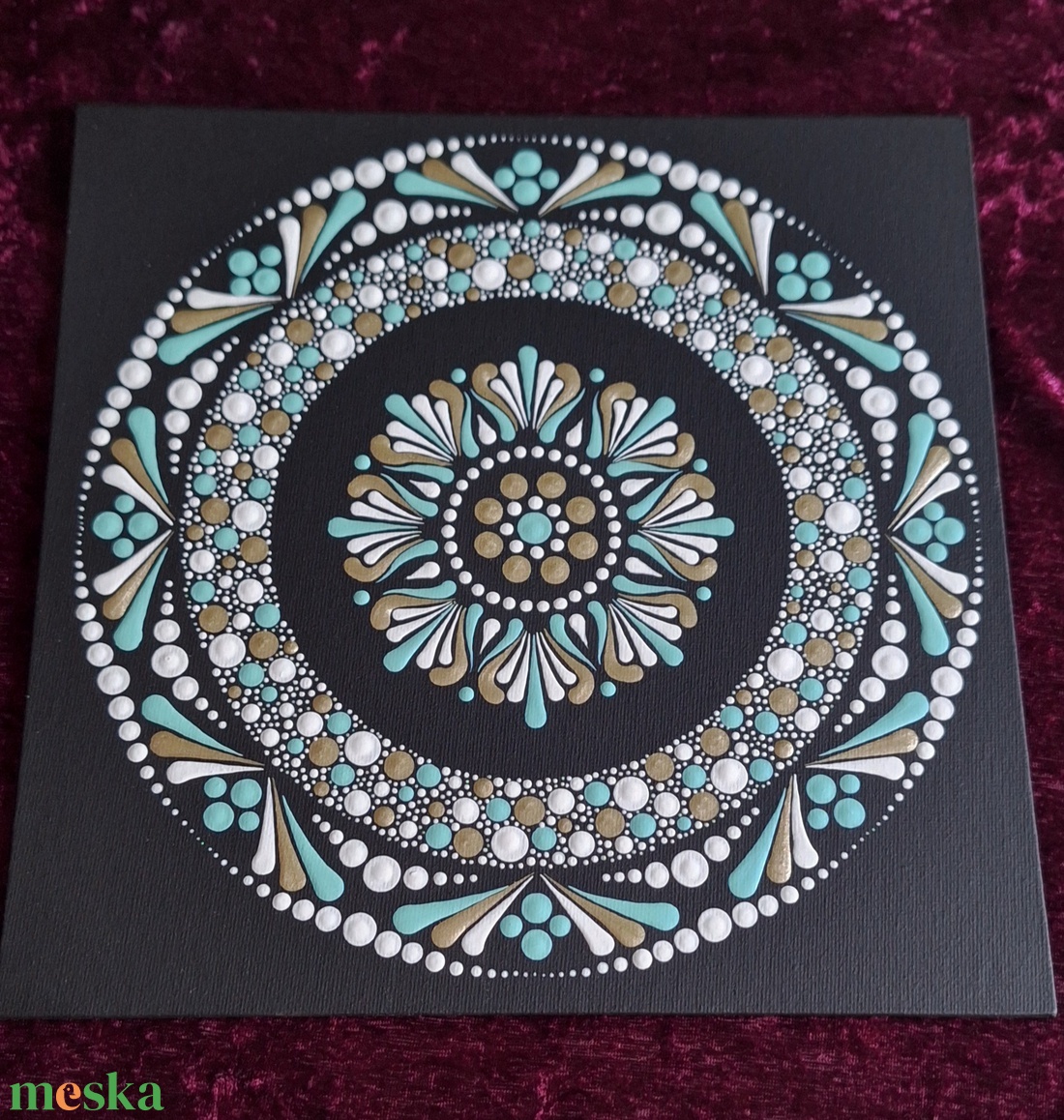 Lelki nyugalom kézzel festett (ponttechnika) Mandala 25x25cm - Meska.hu