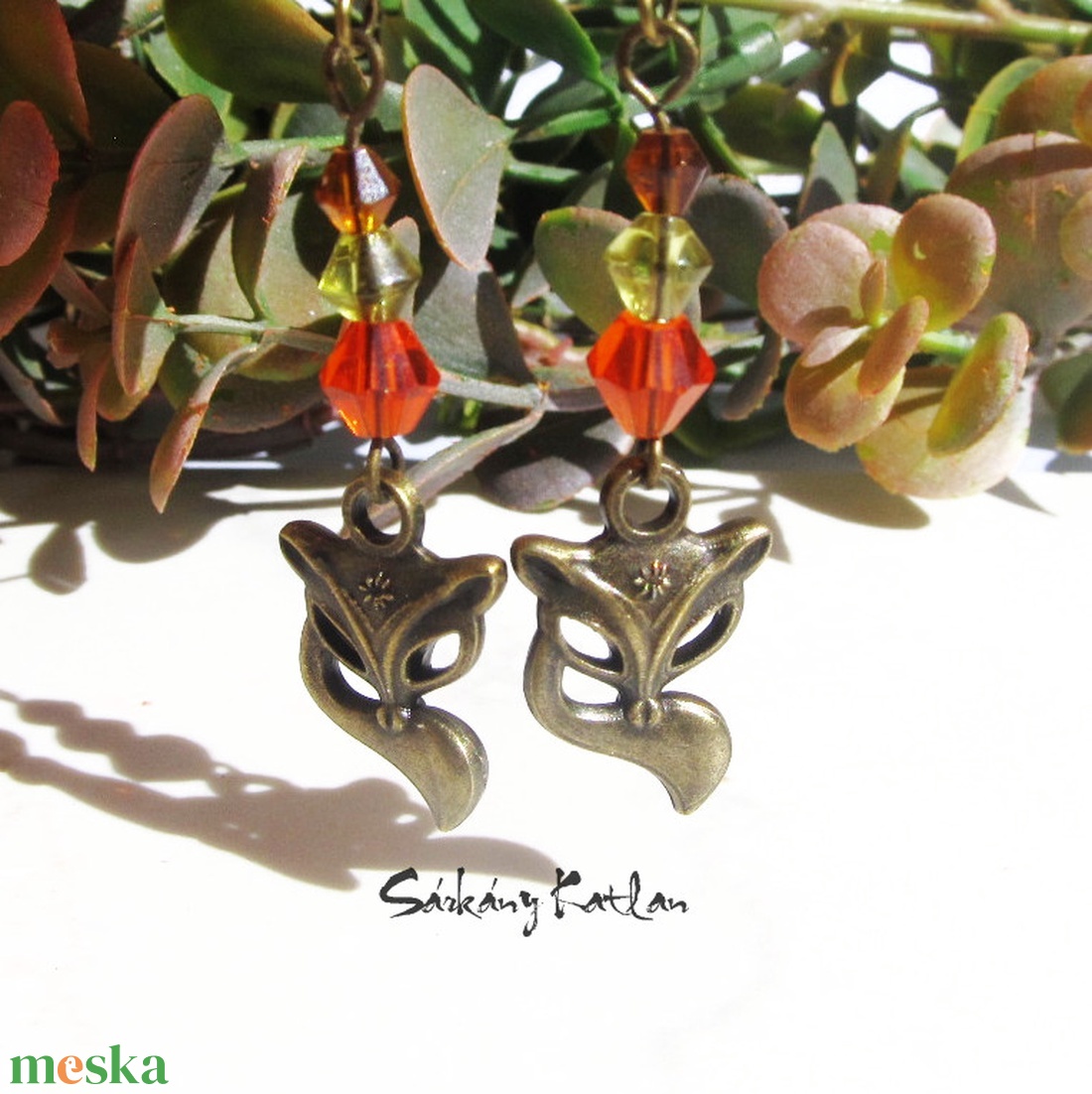 Kis róka fülbevaló- Meska.hu