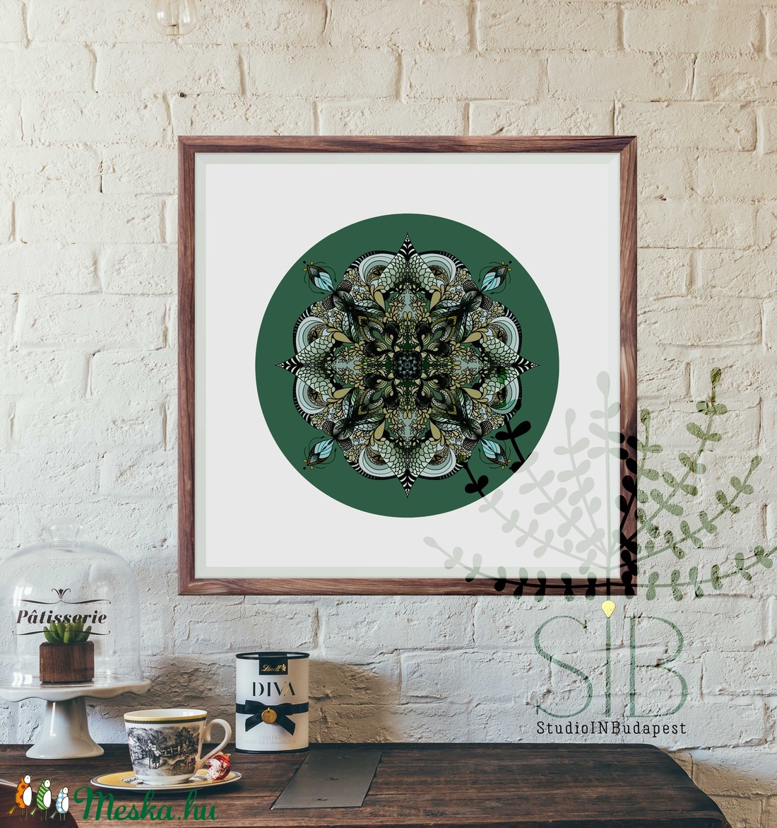 Mandala, Doodle mandala, Zentangle, Mandala rajz, Mandala print, zöld ...